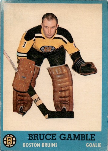 1962-63 BRUCE GAMBLE - RC - BOSTIN BRUINS - TOPPS #3 - NHL - NO CREASES ...