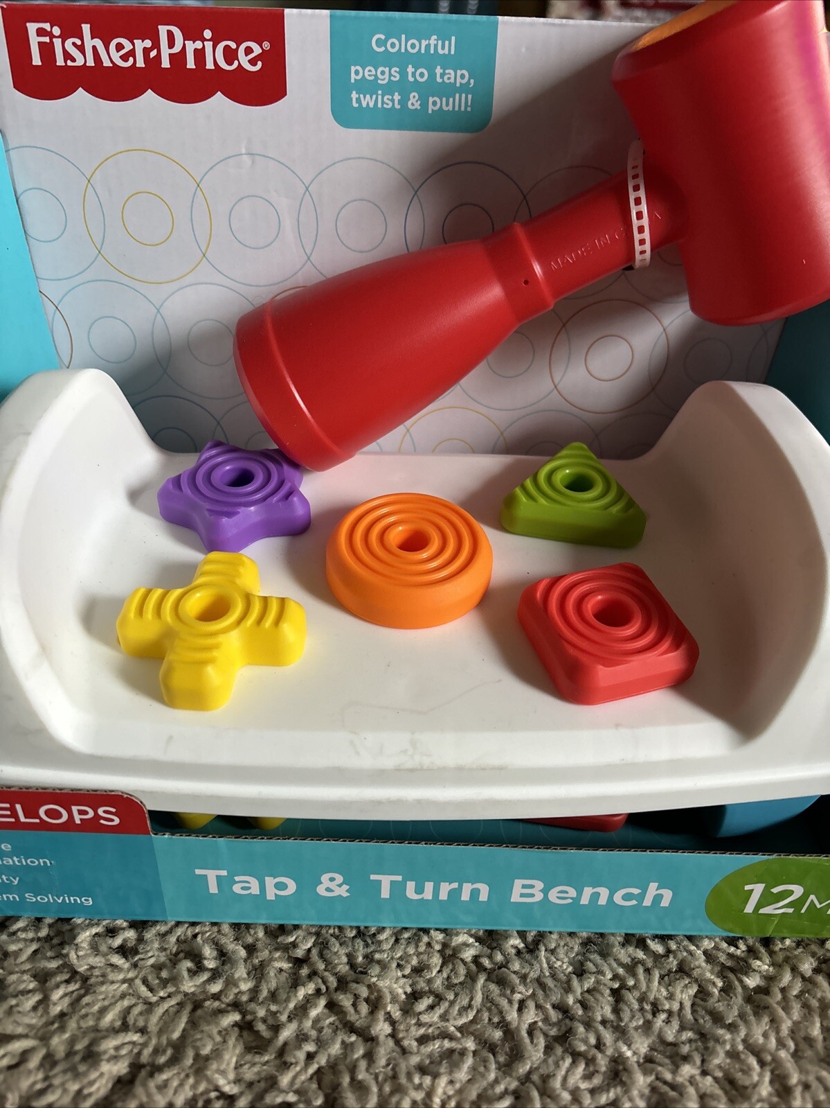 Fisher-Price Tap&Turn Bench Pretend Tools 2-Sided Toy for Infants ...