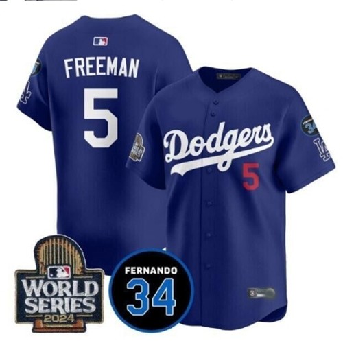 Men's #5 Freddie Freeman 2024 World Series With Fernando Memorial Patch ...