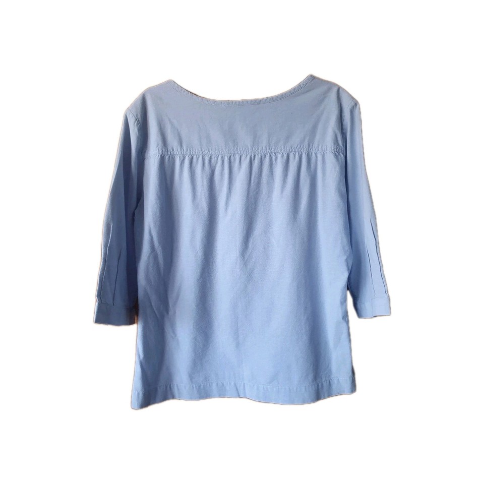 Boden Casual Cotton Linen Round Neck Pale Blue Short Sleeve Top Size 12 ...