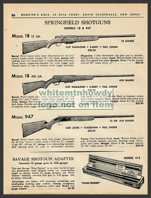 1964 SPRINGFIELD Model 18 12 and .410 gauge, 947 Shotgun SAVAGE Adapter ...