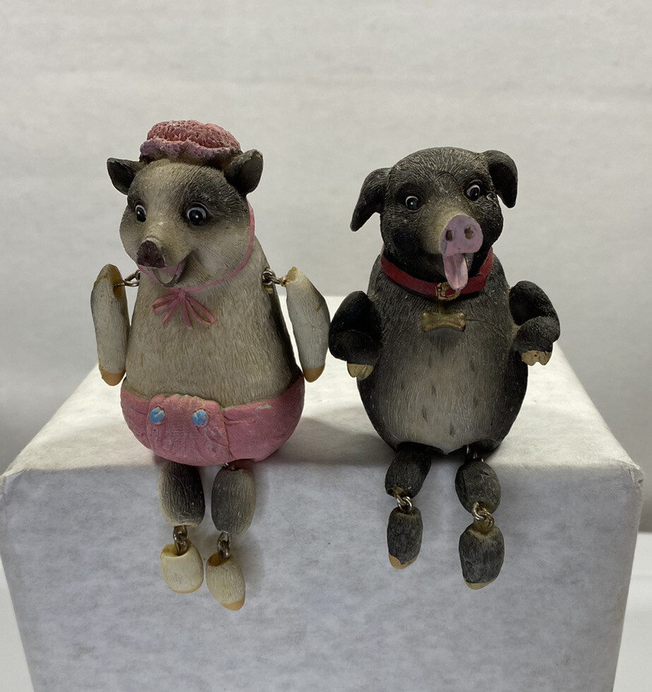WMG ‘07 Anthropomorphic Pig Hog Shelf Sitter Lot of 2 Baby And Dog ...