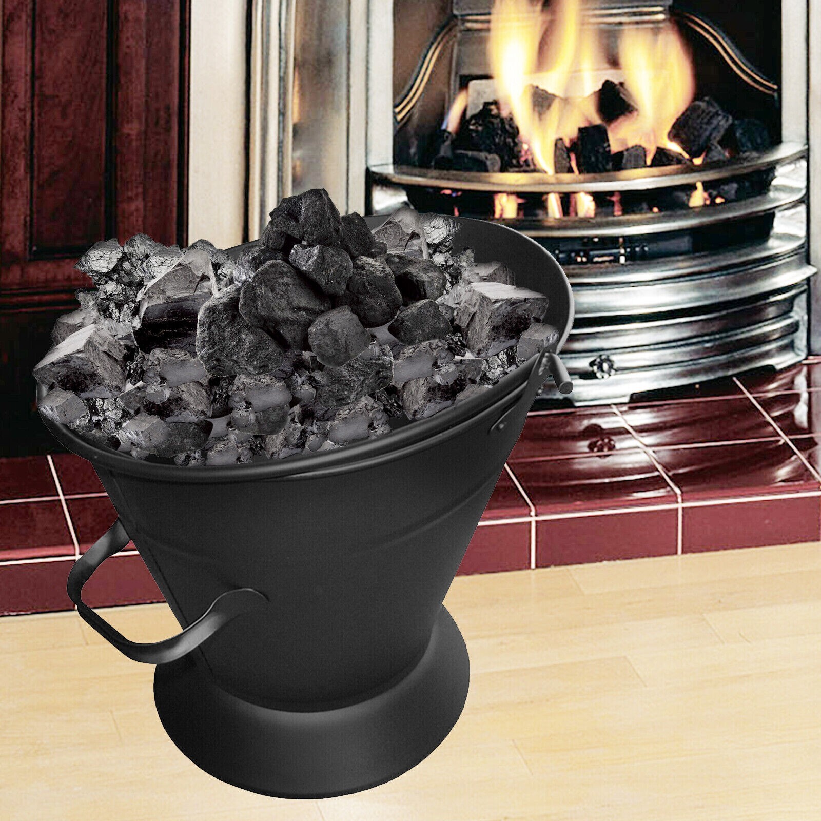Waterloo Style Black Coal Bucket Scuttle Hod Fireside Log Wood Ash Fuel ...