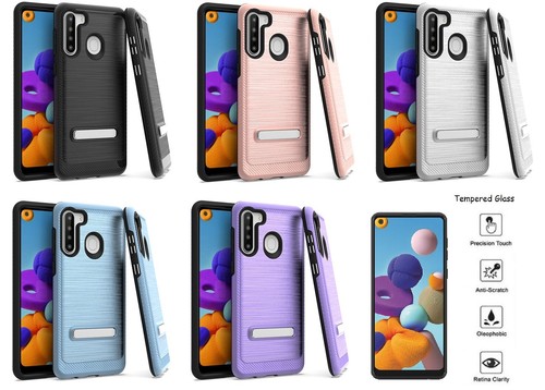 For Samsung Galaxy A21 S215DL A215W A215U1 Lining Hybrid w Stand Case ...