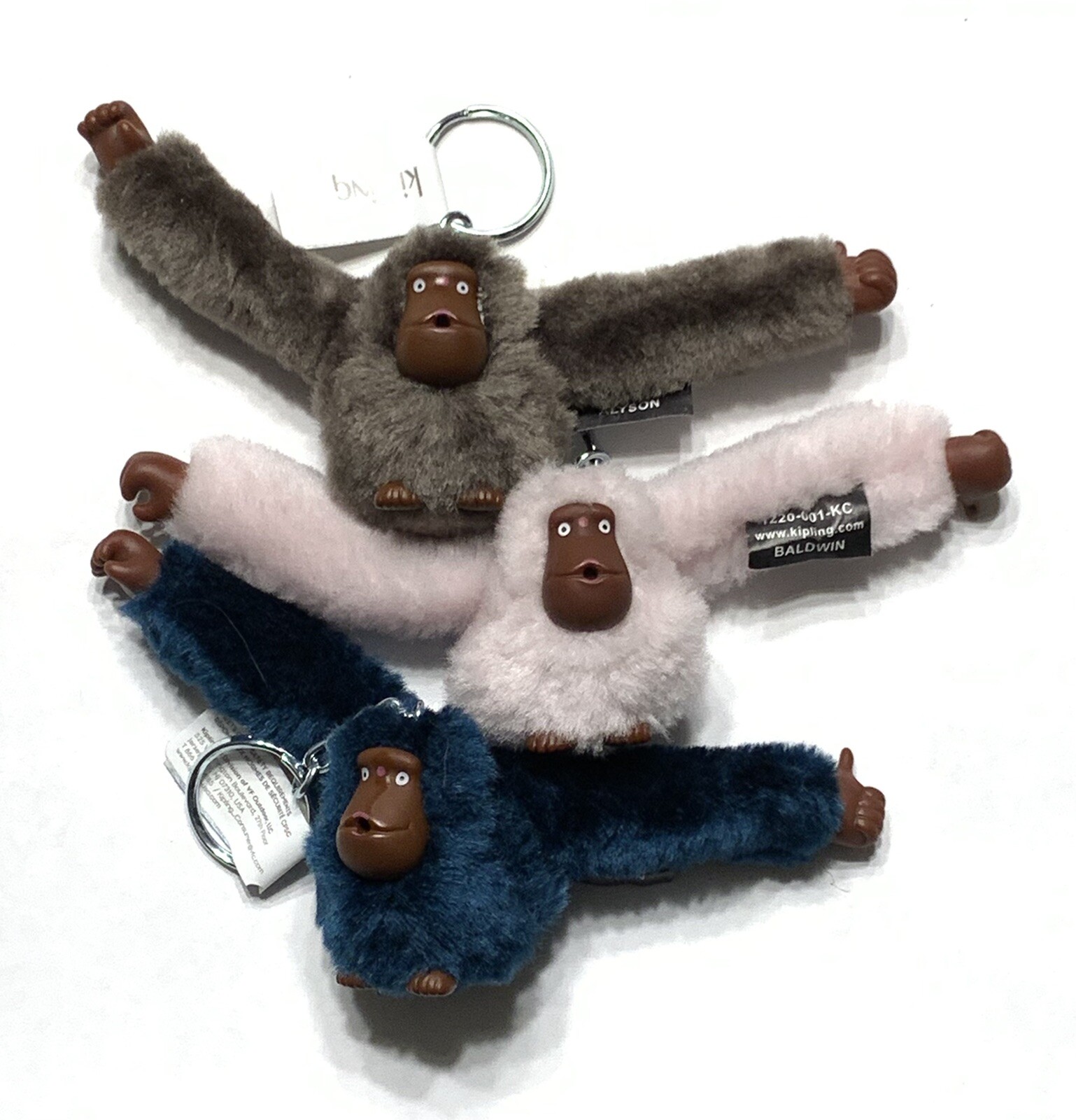 NWOT 3 (three) KIPLING 2” Monkey Key Chain Ring Bag Charm Fob (ShN3 5 ...