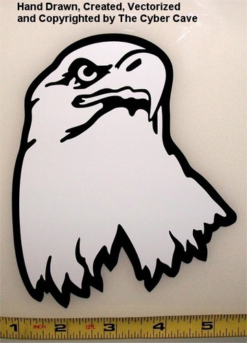 Eagle Head Front View! HQ 2 Color High Gloss 4.5" x 5.58" Vinyl Decal ...