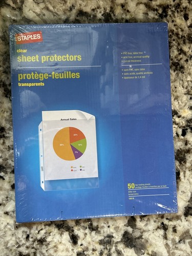 Staples Clear Sheet Protectors- 50 Top Loading Sheets- 10519, PVC FREE ...