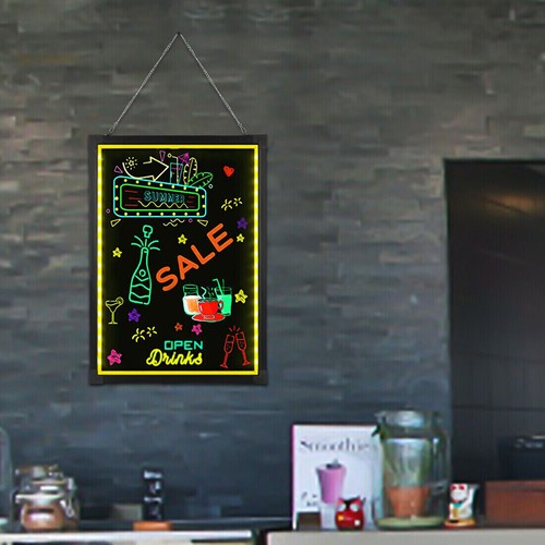 20"x28" LED Light Writing Board Flashing Illuminated Message Menu Sign ...