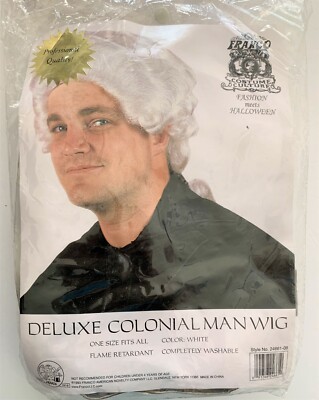 Franco Adult DELUXE COLONIAL MAN WIG NEW Patriot Barrister WHITE ...