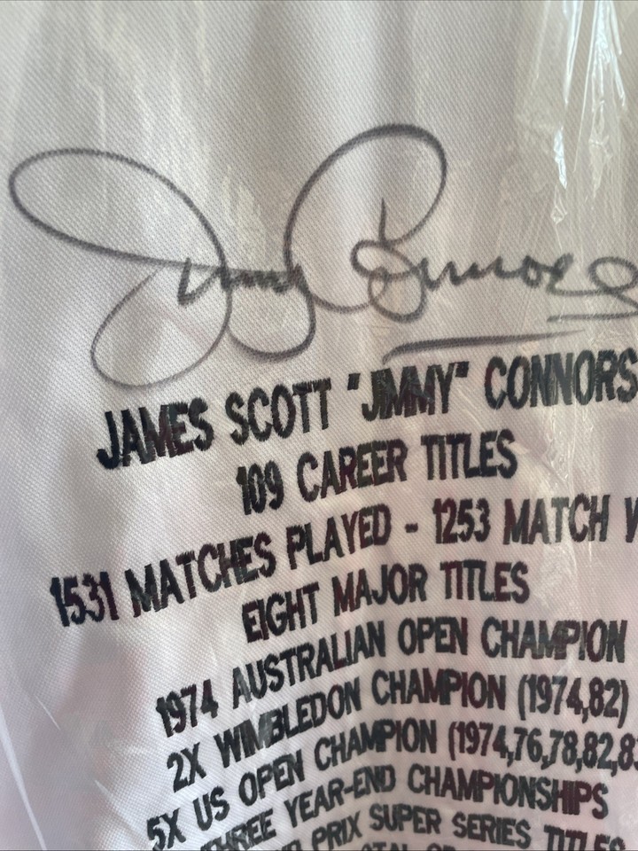 Jimmy Connors HOF CAREER STATS MAB/Cert Signed Tennis Polo Shirt - JB4 ...