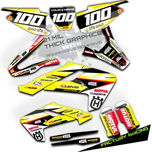16 - 18 Husqvarna TC125 FC250 350 450 FS450 YELLOW / BLACK DECAL ...
