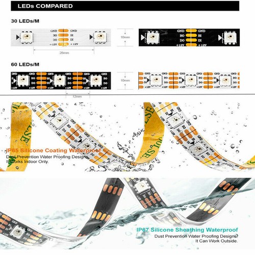 WS2815 DC12V RGB LED Pixels Strip Light Individually Addressable LED ...
