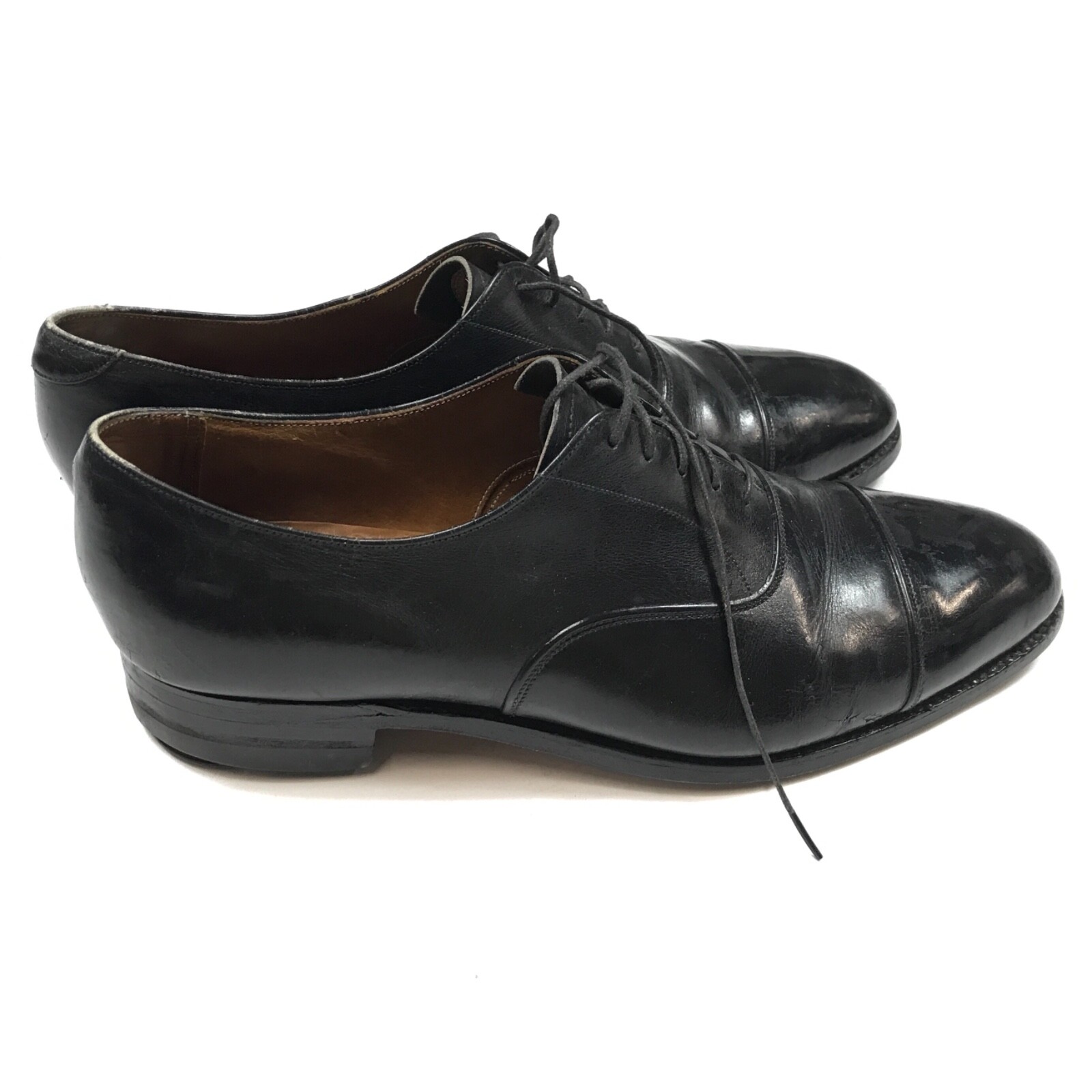 Royal Tweed Cheaney Black Leather Cap Toe Shoes Men’s… - Gem