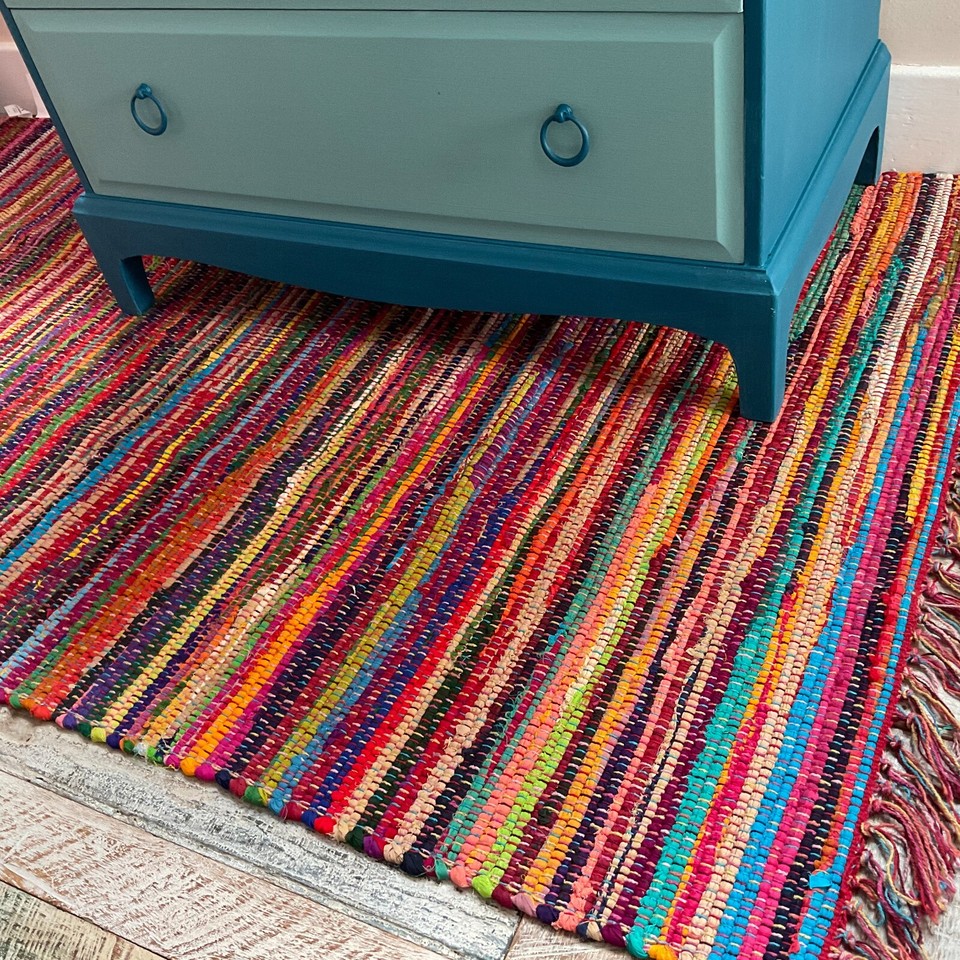 Rag Rug Festival Rugs Multicolour Rainbow Mat Cotton Hand Made ...