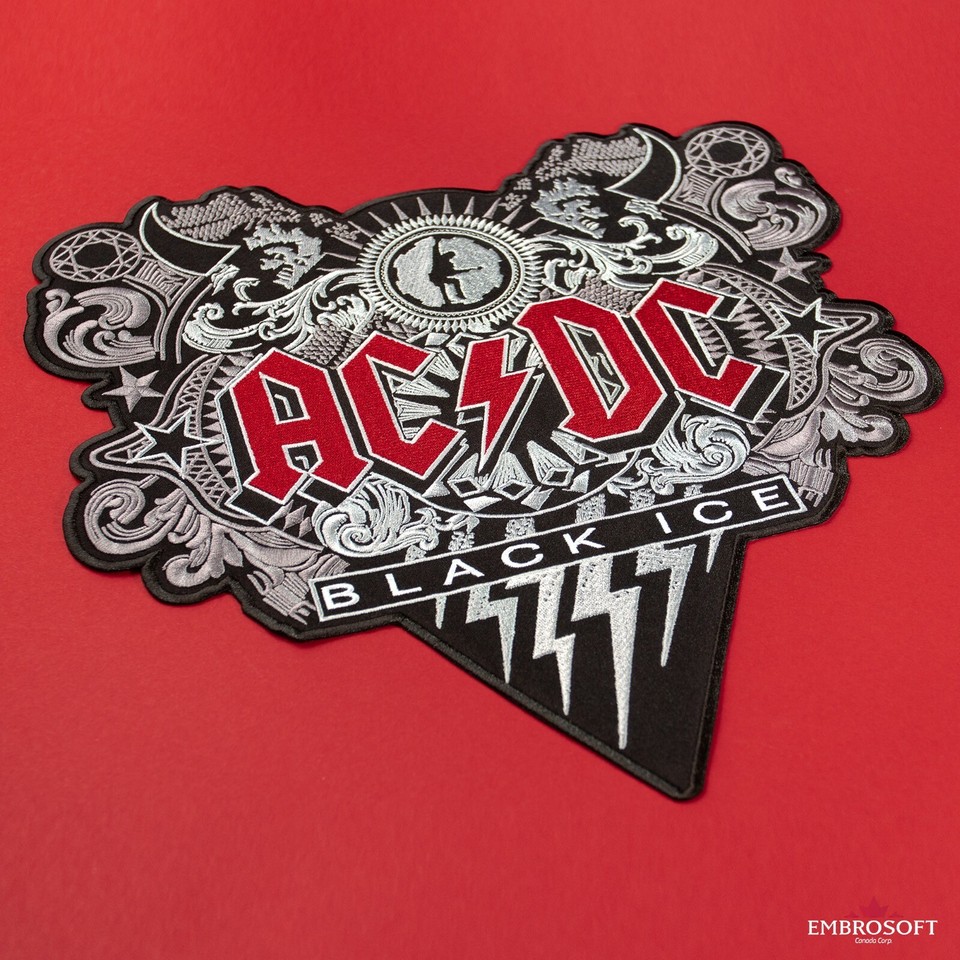 AC/DC Black Ice Music Rock Band Embroidered Back Patch Iron On SIZE: 13 ...