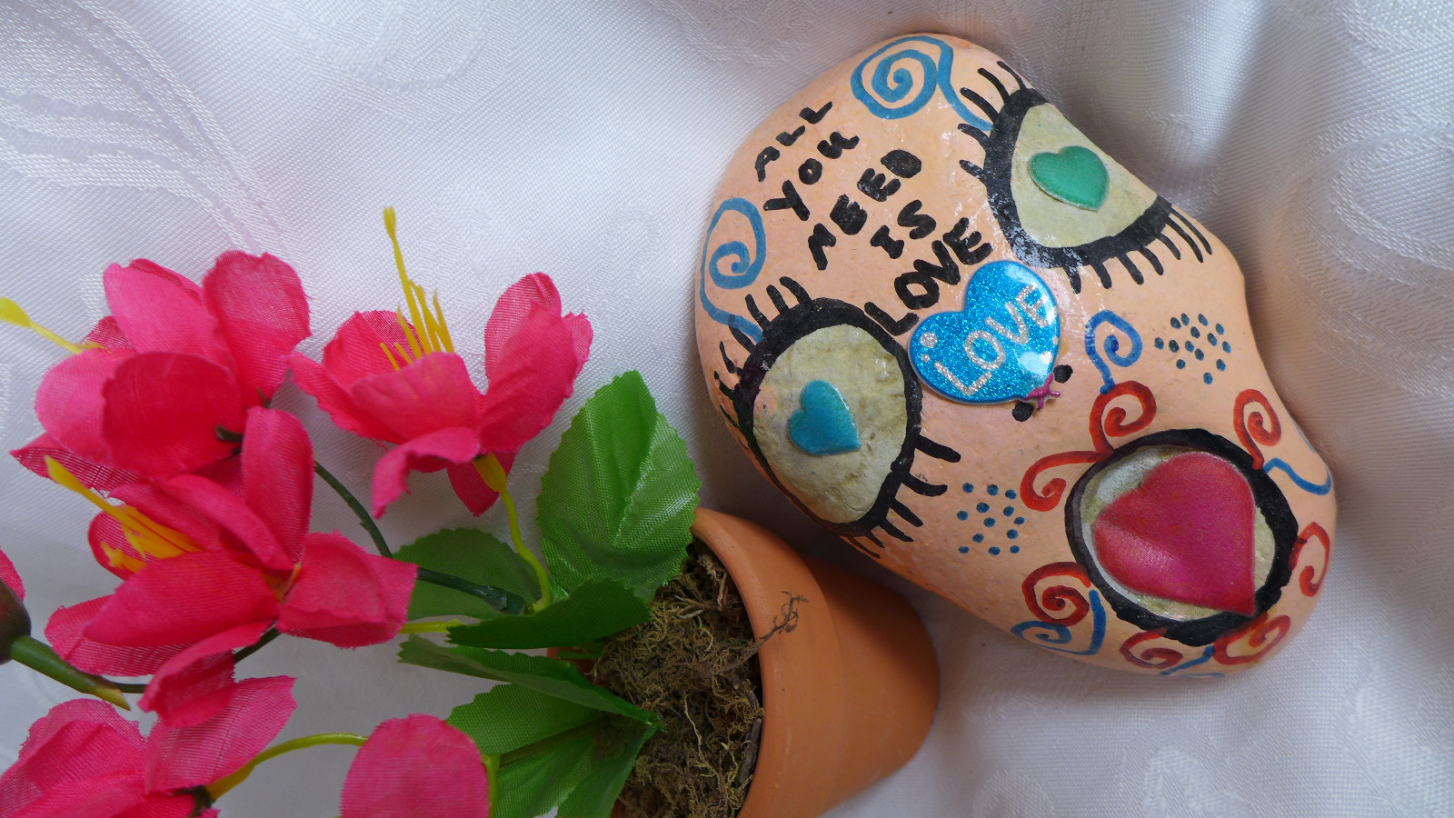 ARTIST HANDMADE PAINTED NATURAL ISRAELI STONE ALL YOU NEED IS ...