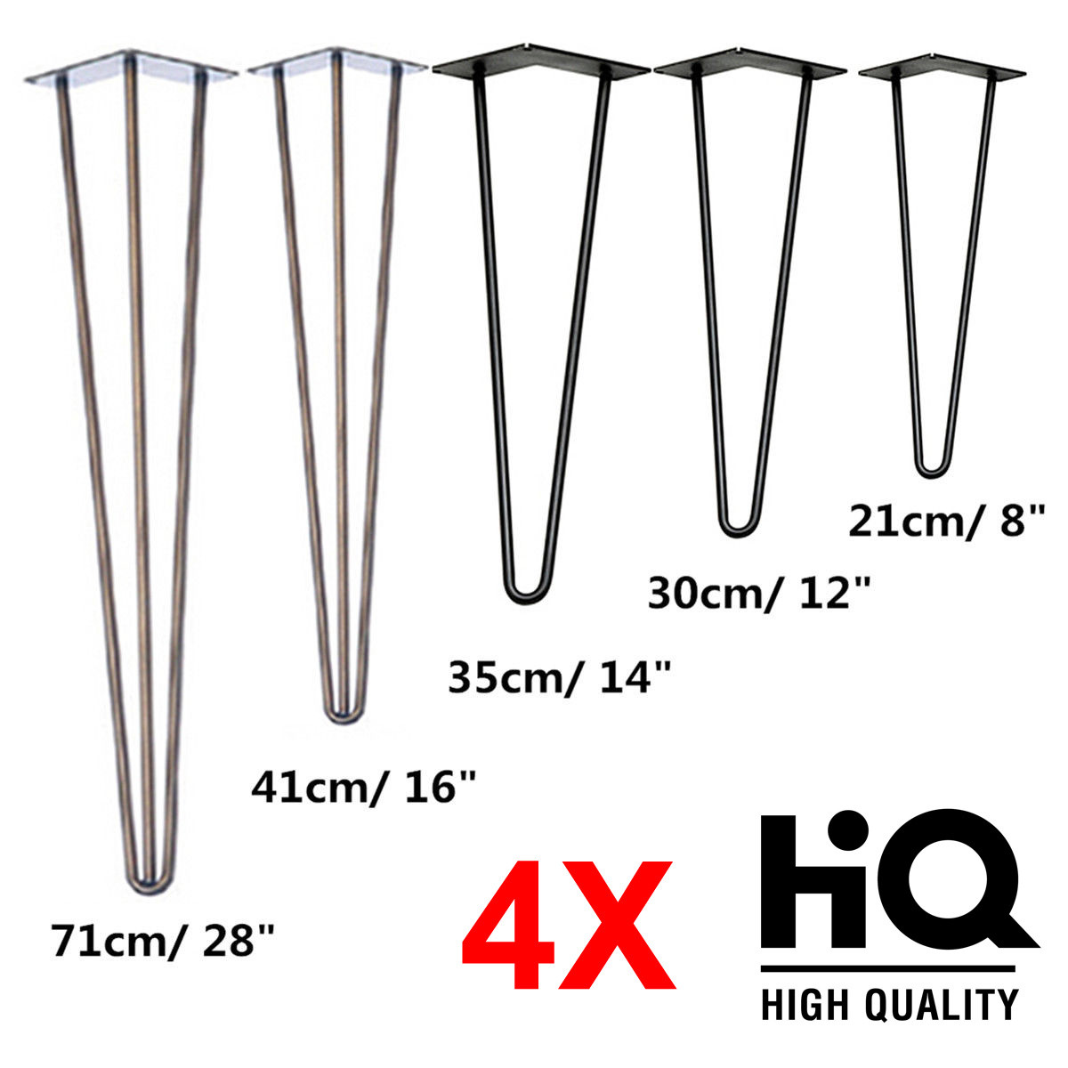 4 x Hairpin Legs / Hair Pin Legs Set for Furniture Bench Desk Table ...