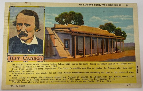 Kit Carsons Home Taos New Mexico Linen Postcard | eBay