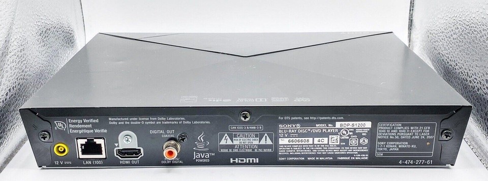 Sony BDP-S1200 BLU-RAY DISC DVD PLAYER ONLY, NO REMOTE | eBay