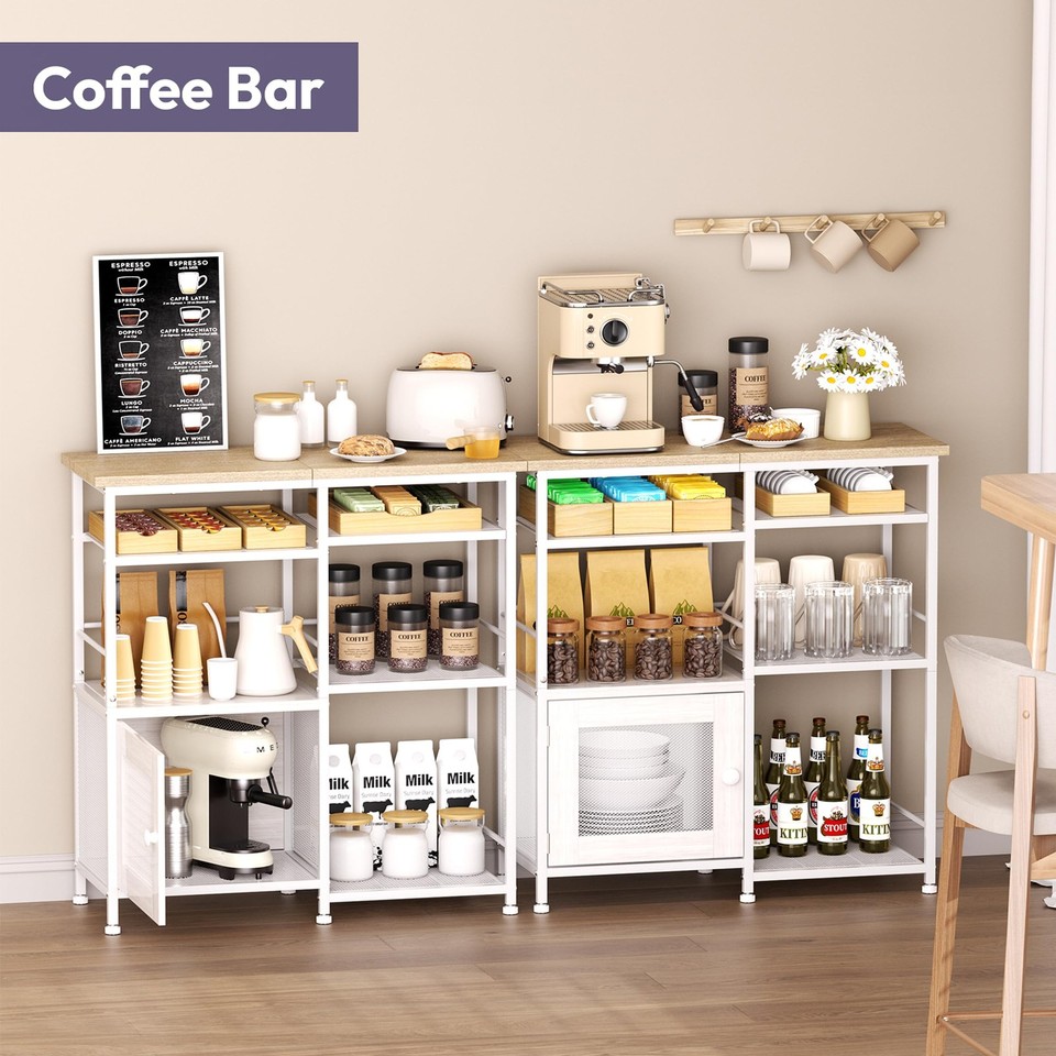 Coffee Bar Cabinet Station - Farmhouse Small Coffee Stand Station with ...