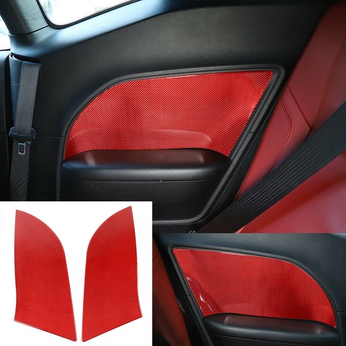Red Carbon Fiber Rear Door Protection Panel Cover For Dodge Challenger ...