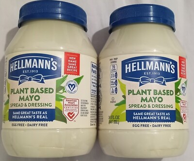 2 Pack Hellman's Vegan Dressing and spread Plant Based 30oz Each | eBay