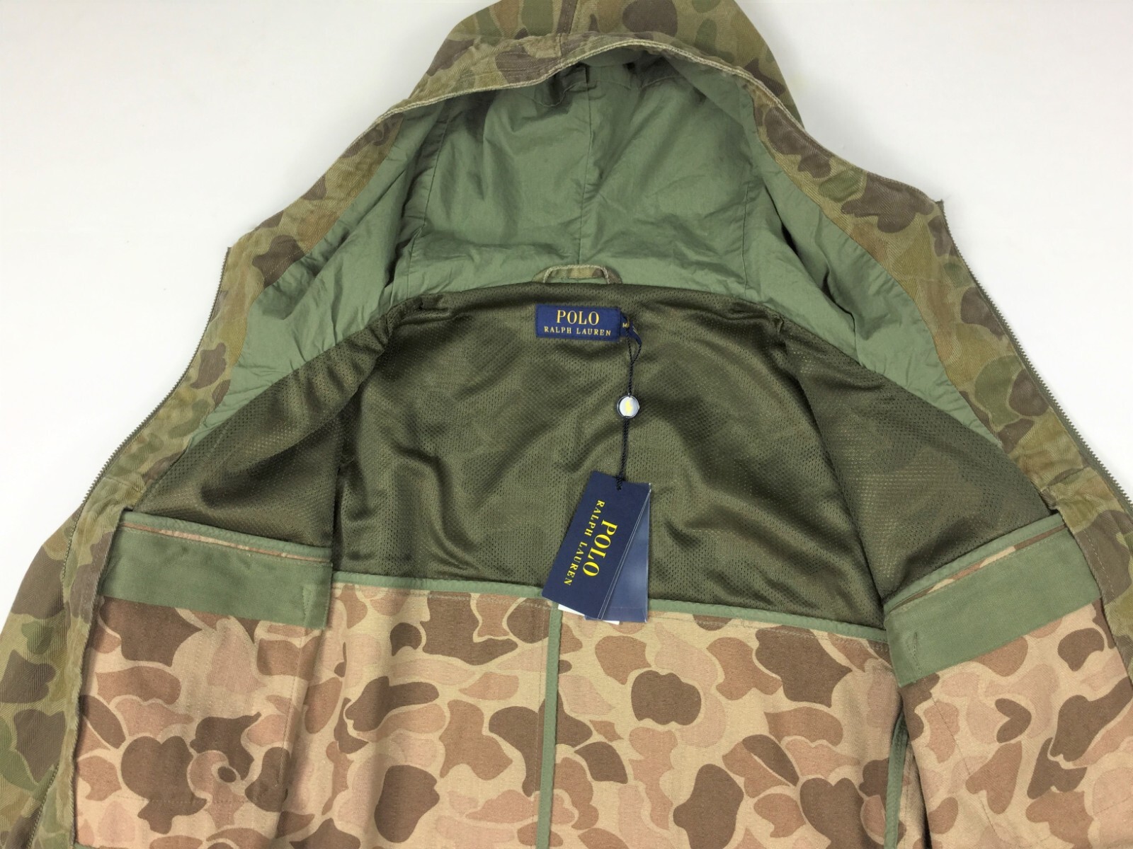 Polo Ralph Lauren Men Hooded Army Green Camo Herringbone Field Jacket M ...