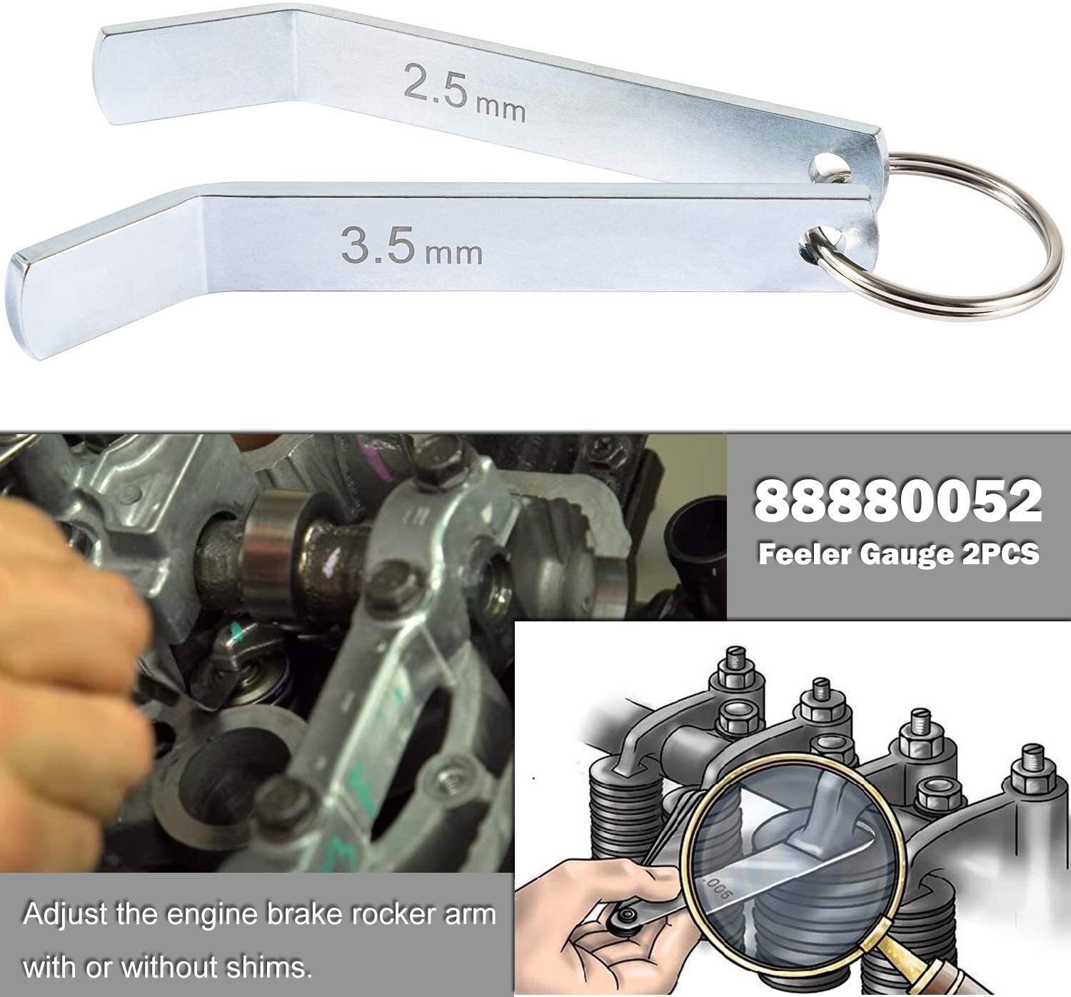 Feeler Gauge Jake Brake Tool Set Engine Intake and Exhaust Valve ...