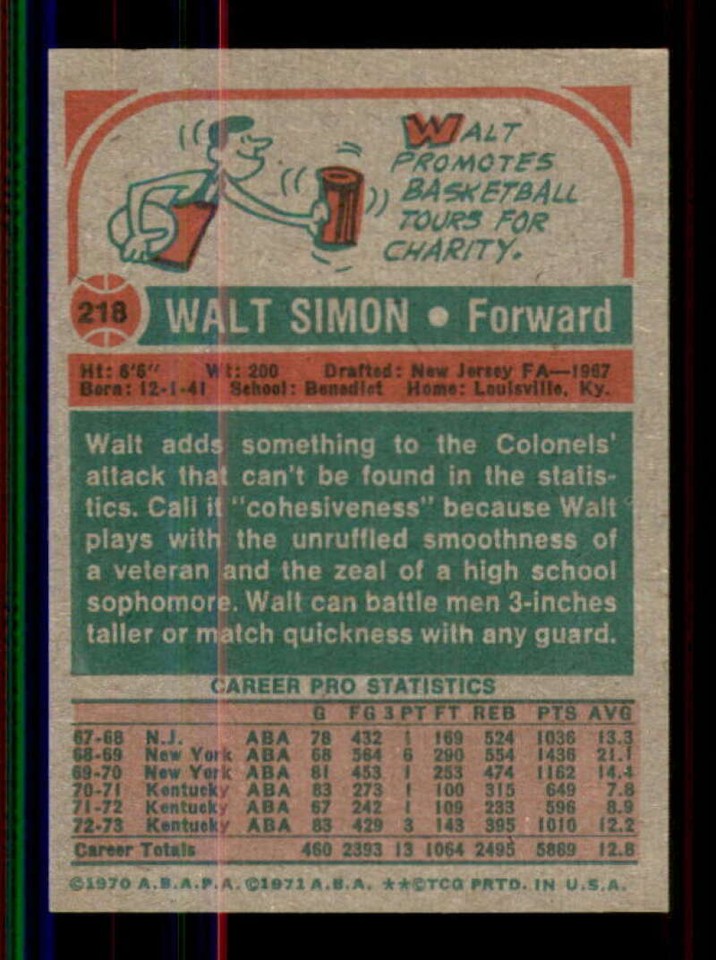 1973-74 Topps #218 Walt Simon NM/NM+ 220732 | eBay