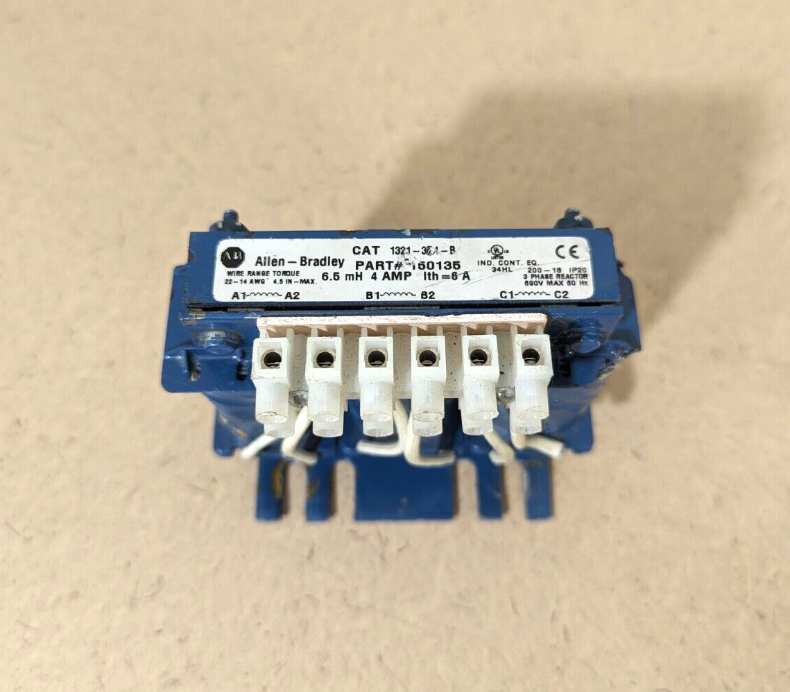 AB Allen-Bradley 1321-3R4-B Line Reactor 3Ph 4A 6.5mH 690V Max PN ...