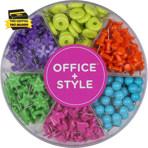 Decorative Multi-Colored Shaped Push Pins for Home & Office, Six Colors ...