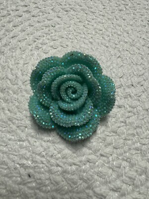 Sea Green Rose Flower Sparkle Pin Broach | eBay