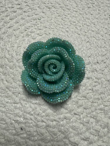 Sea Green Rose Flower Sparkle Pin Broach | eBay