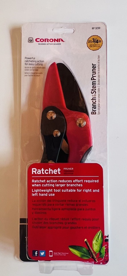 Corona RP 3230 Ratchet Hand Pruner - 3/4 inch Cut Capacity - Garden ...