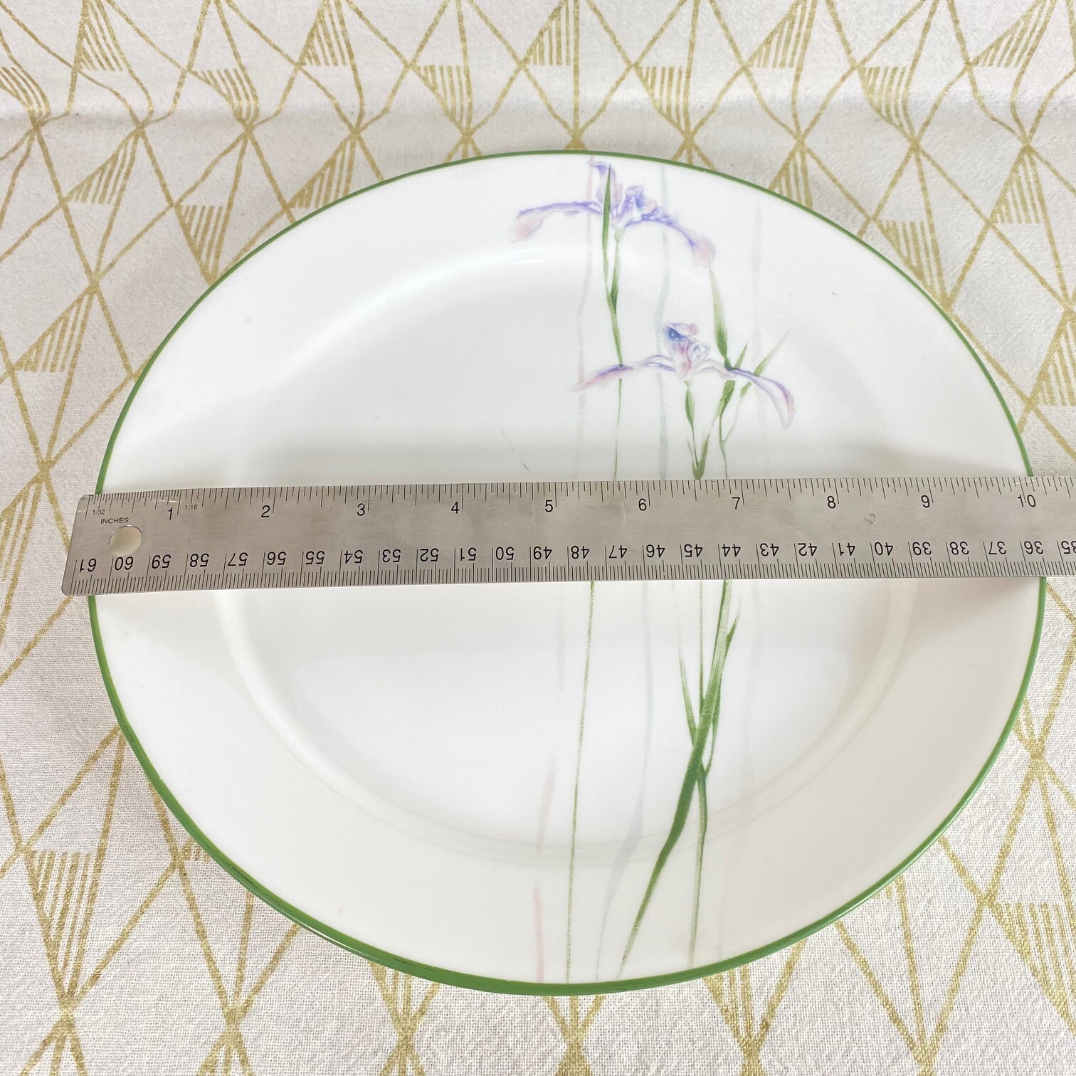 Corelle Shadow Iris Dinnerware ( Purple Flowers Green Line/Trim ) - by ...