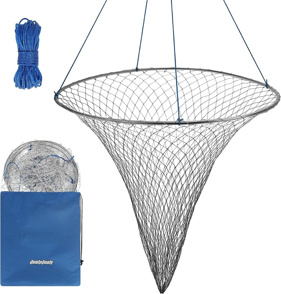 Bridge Pier Fishing Drop Net with Rope Foldable Heavy Duty 32" Diameter ...