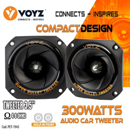VOYZ 3.5" Super Horn Tweeters Speakers Car Audio Crystal-clear highs ...