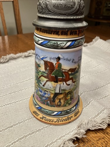 1883-1885 Karl Rau German Regimental Porcelain Lithophane Beer Stein ...