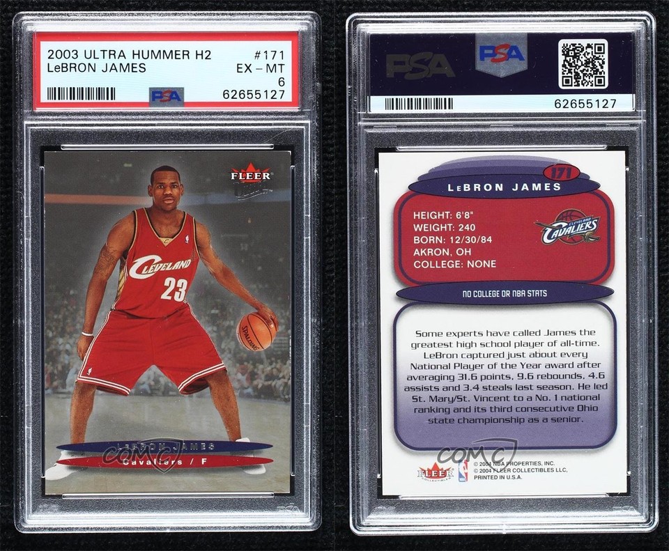 2003-04 Ultra Hummer H2 Toys LeBron James (Dark Background) PSA 8 ...