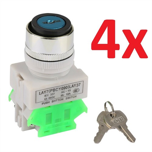 4 Pieces 4x 22MM On/Off Locking Key Switch Security Lock Keyed Power ...