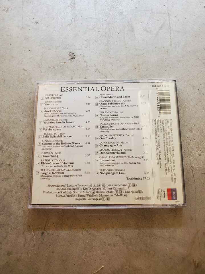 Essential Opera 1 CD London Pavarotti Sutherland Domingo Te Kanawa E | eBay