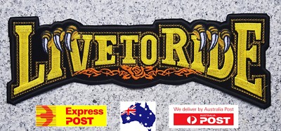 Patch iron/sew on LIVE-TO-RIDE HARLEY BIKER YELLOW BACK PATCH LARGE ...