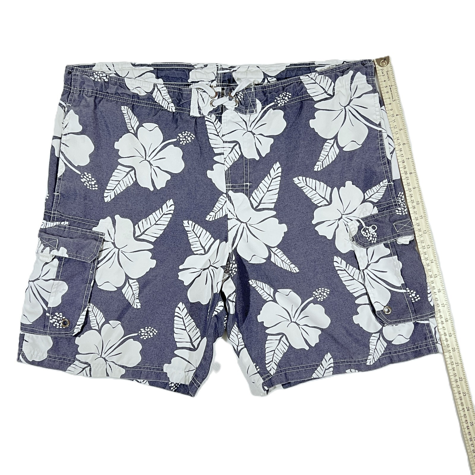 Ocean Pacific Swim Trunks Men's Large 36-38 Blue Hawaiian Floral Board ...