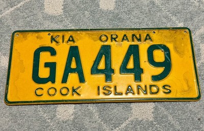 Cook Islands Gov't License Plate GA449 Police Fire Foreign Pacific ...