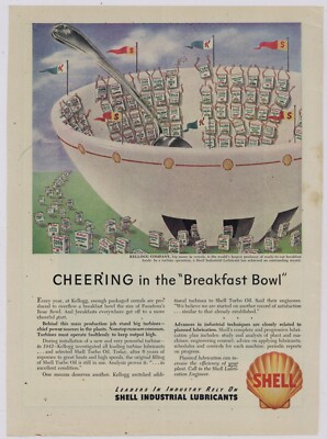 1948 Shell Industrial Lubricants, Oil Ad: Kellogg Brand Cereal Theme ...