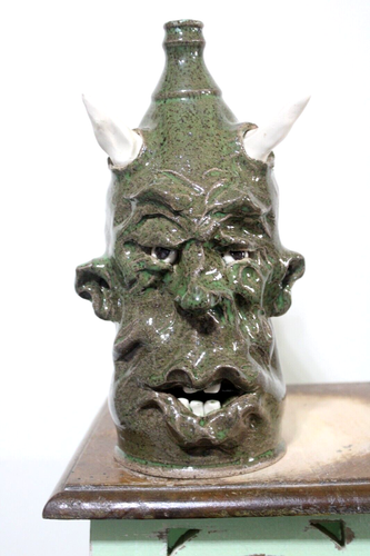 tim whitten DEVIL face jug , pottery, folk art 11'' x7 '' | eBay