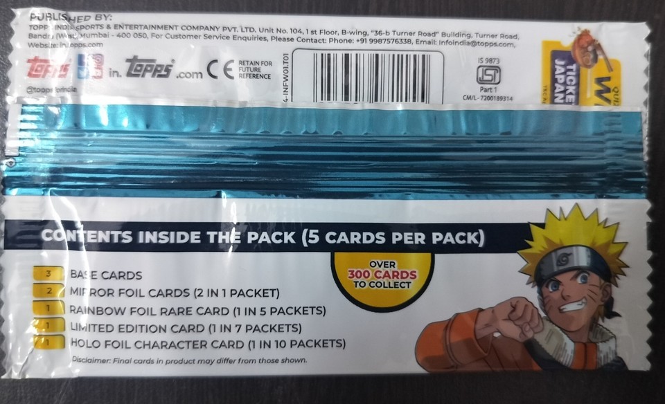 Topps Animax 2024 Official Naruto Collectible Card Game Flow pack set ...