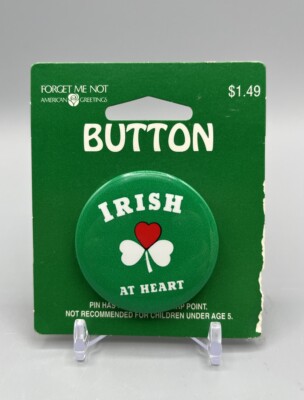 American Greetings AGC Irish At Heart 1-5/8" Pinback Pin Button NOS | eBay