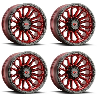 Set 4 18" Vision Off-Road 405 Korupt Red w/ Black Lip Wheel 18x9 5x4.5 ...