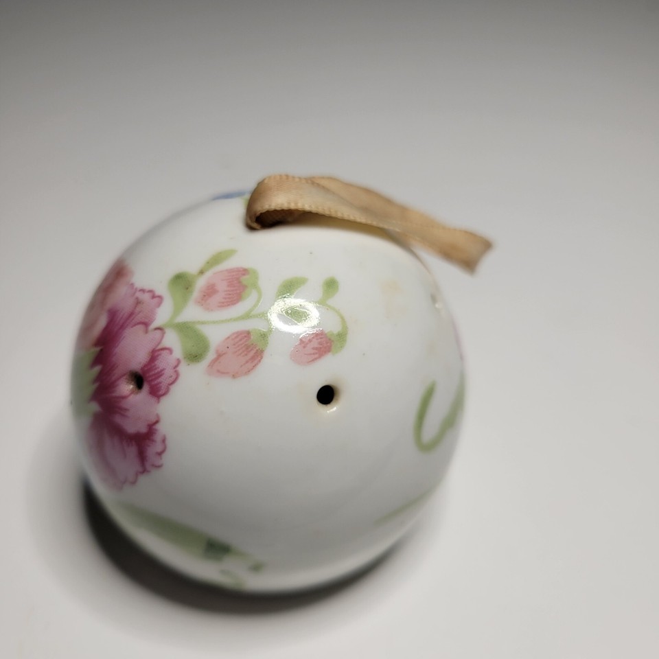 Vintage Potpourri Pomander Ornament Ceramic Scent Ball Pink Floral ...